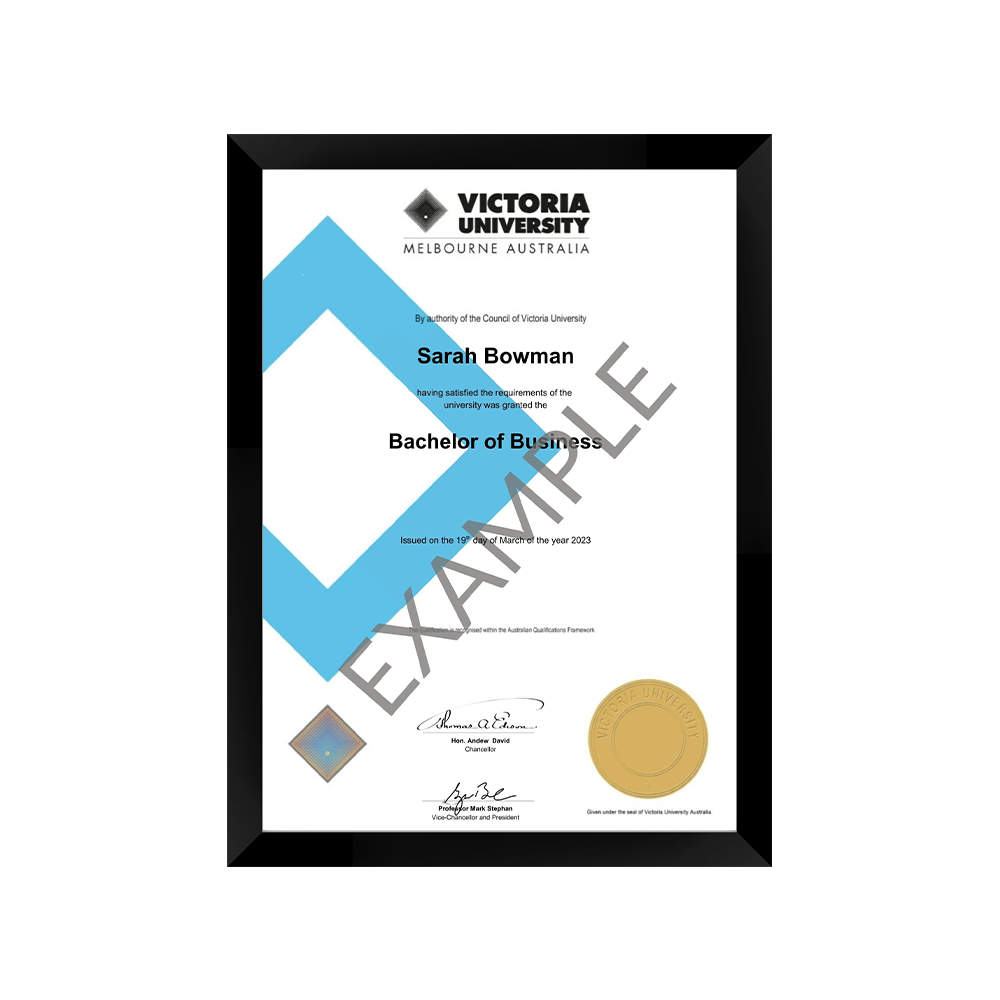 Victoria University Certificate Frame | 10-Year Guarantee
